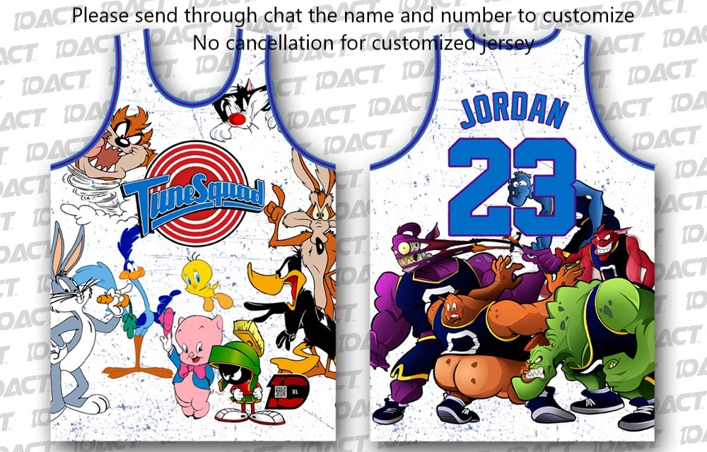 10ACT Tune Squad Characters Jersey Kids or Adult Full Sublimation ...