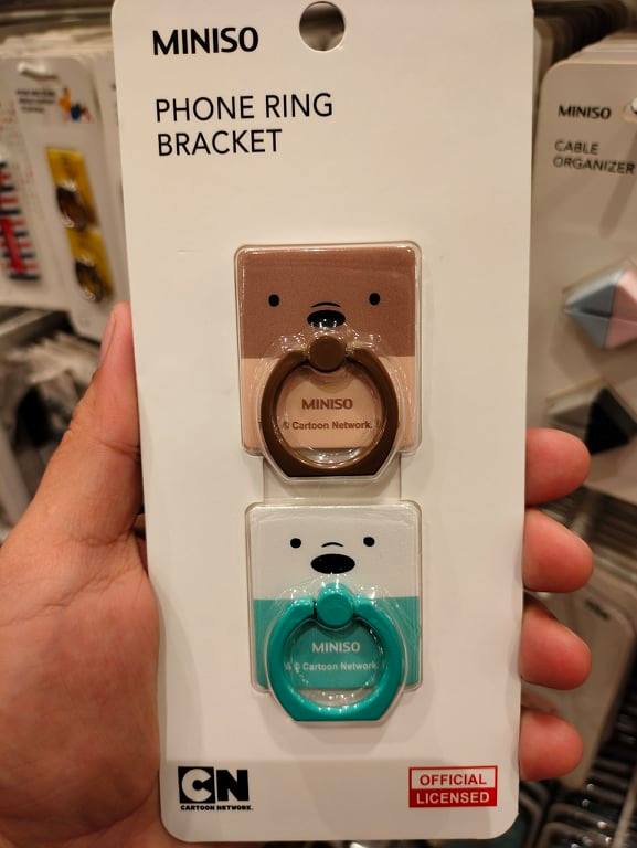 Miniso We Bare Bears Smile Ring Bracket 2 Pack Ring Stand Bracket Phone ...