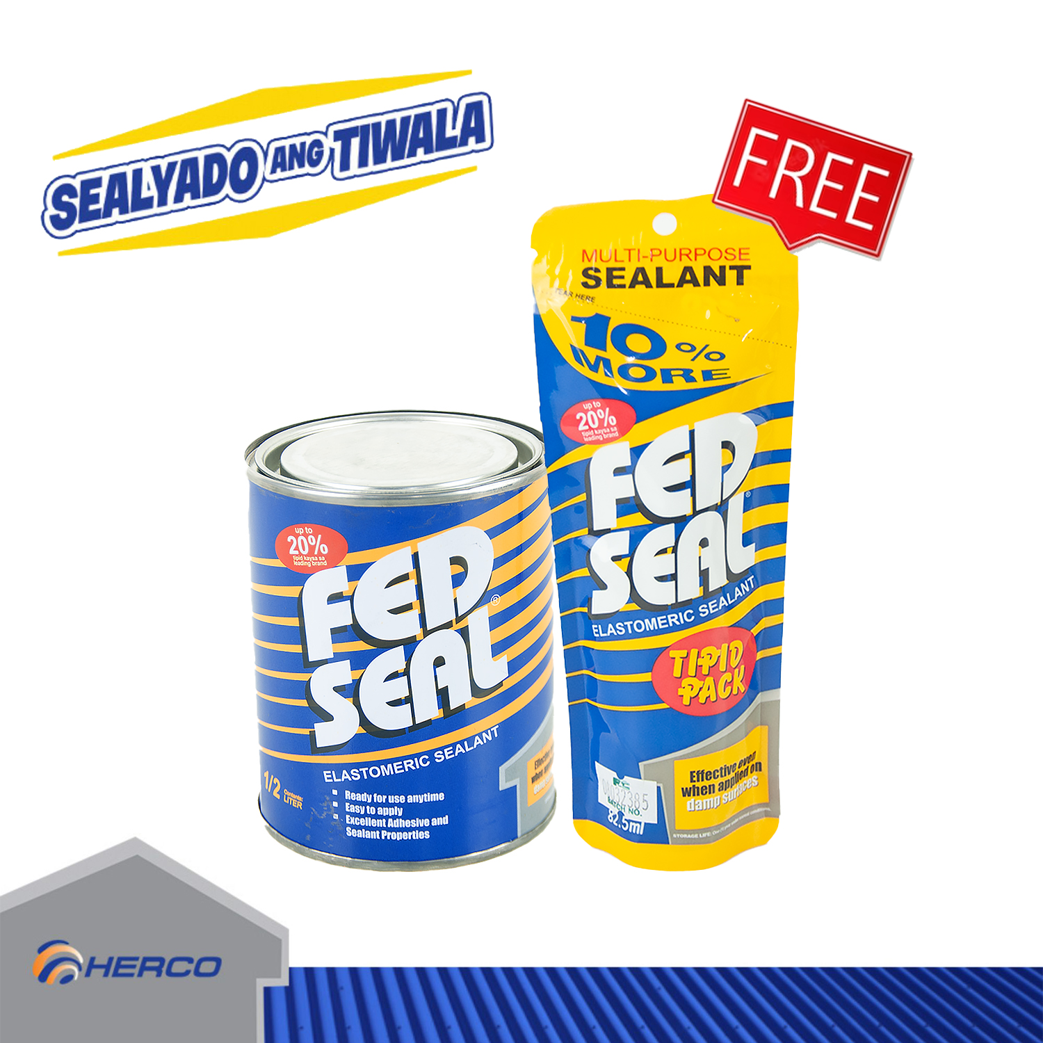 FEDSEAL 1/2 Liter Elastomeric Sealant with FREE FEDSEAL Tipid Pack ...