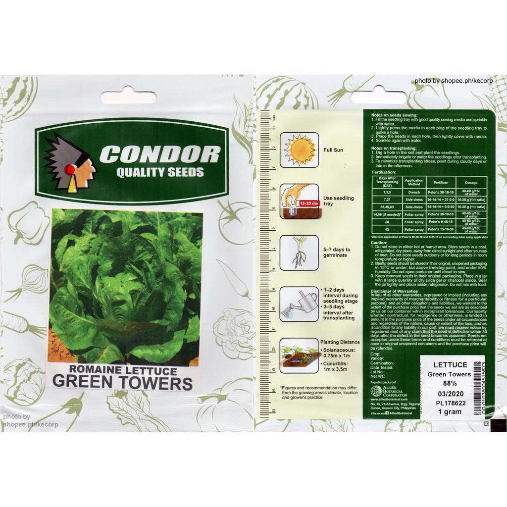 MyCe0Q9Z Ramgo Condor Yates Lettuce Salad Seeds - Sold per Pack per ...