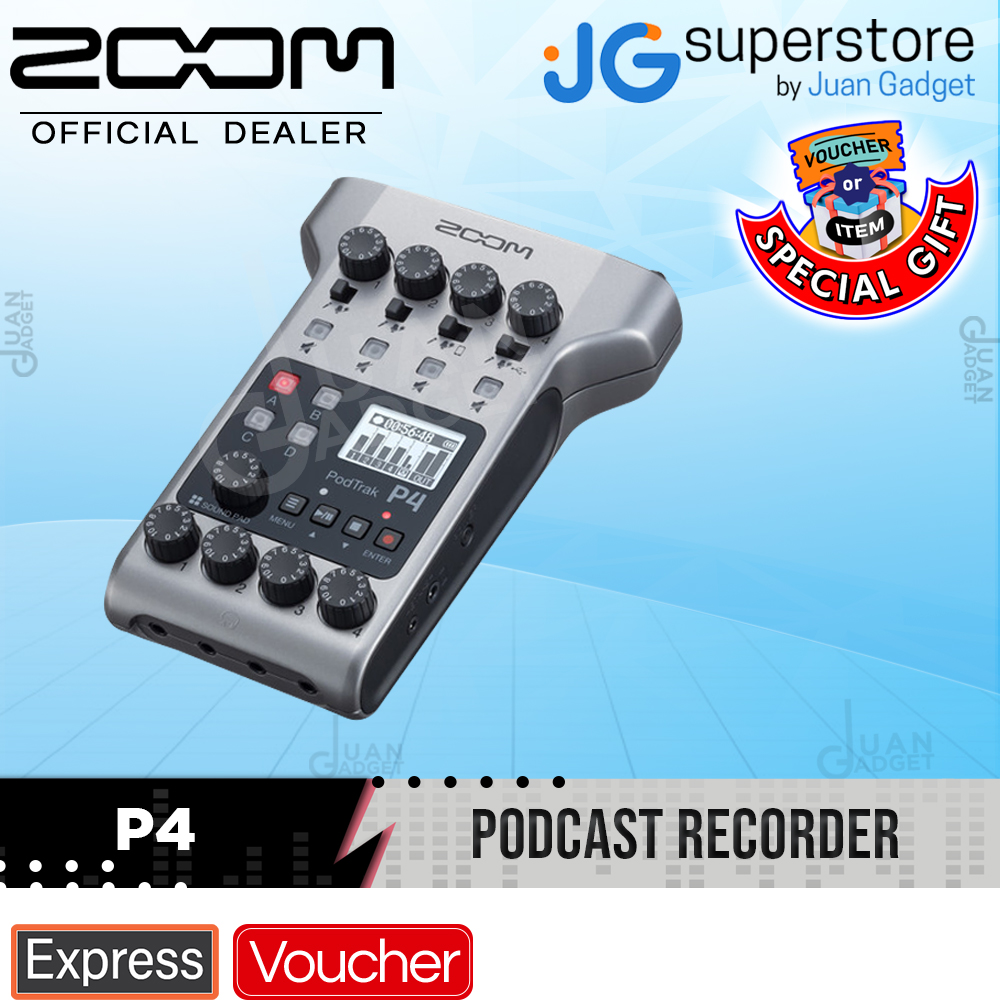 ZOOM Podtrak P4 Podcast Voice Recorder with Customizable Sound Pads for Podcast and Remote ...