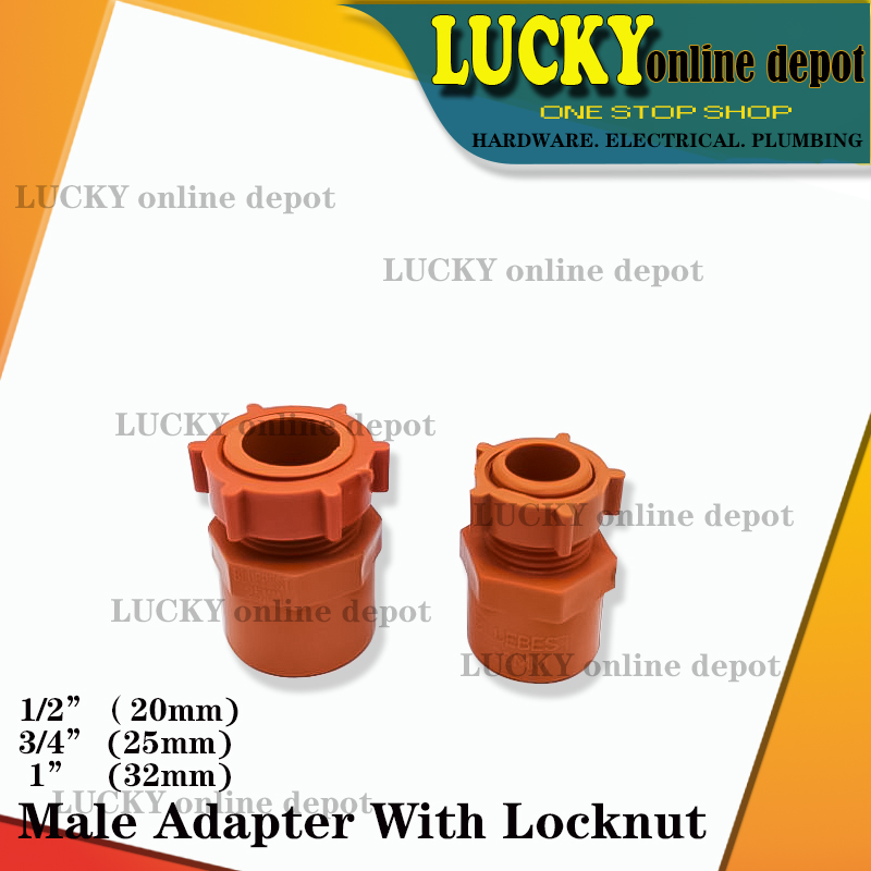 MALE ADAPTER WITH LOCKNUT ( 20mm 1/2 ) / ( 25mm 3/4 ) SOLD PER PACK ...