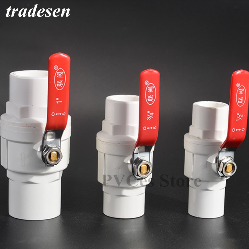 I.D20 75mm PVC Pipe Ball Valve Red Non slip Handle 2 Way Slip Ends ...