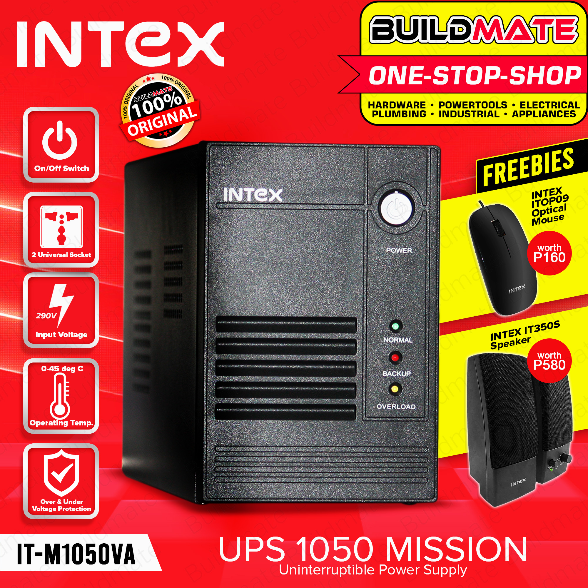 INTEX UPS Uninterruptible Computer Power Supply 1050VA ITM1050VA 100% ...