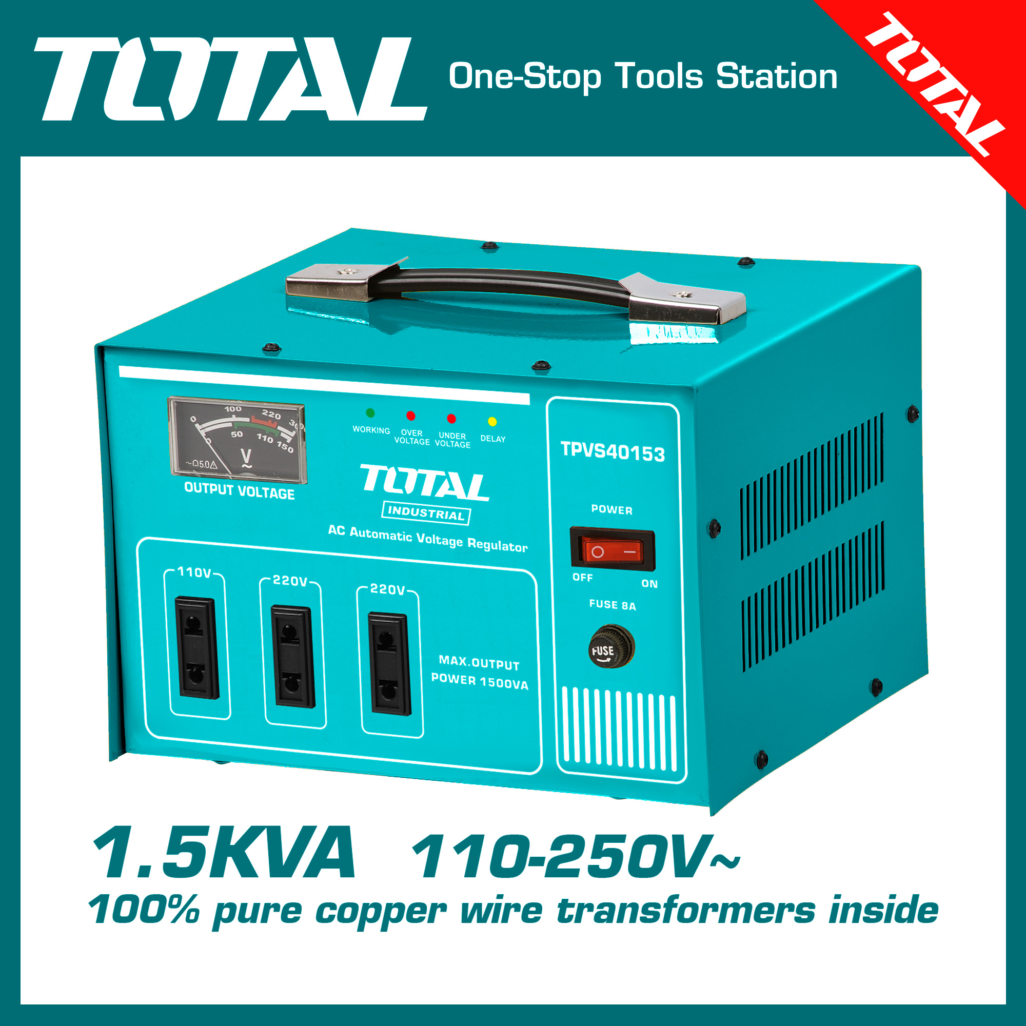 TOTAL TPVS40153 AC Automatic Voltage Regulator 1.5KVA | Over Voltage ...