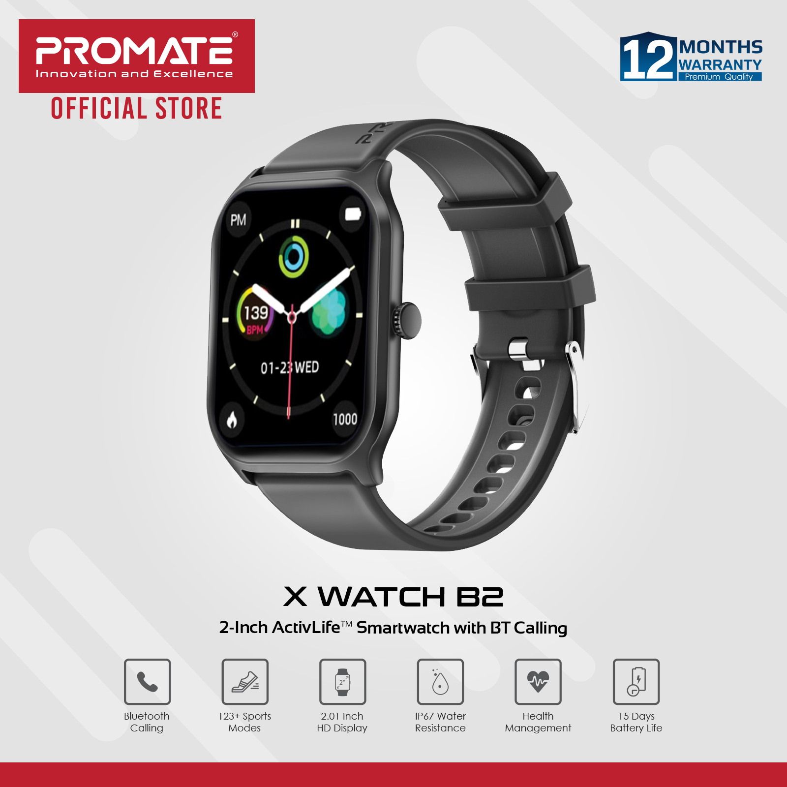 Promate Xwatch-B2 ActivLife™ Smartwatch with Bluetooth Calling | Lazada PH