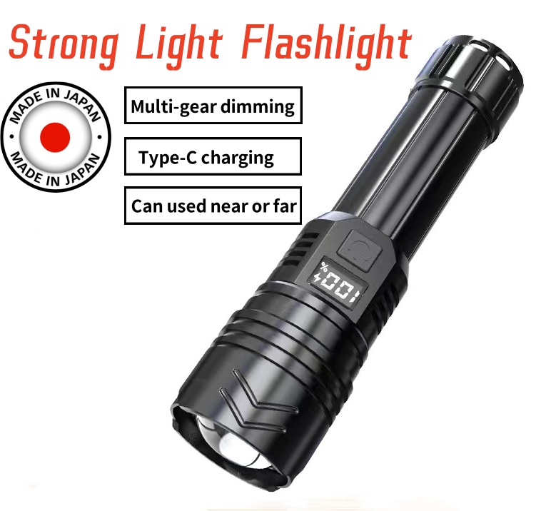 LED Flashlight USB rechargeable super bright with back clip and battery ...