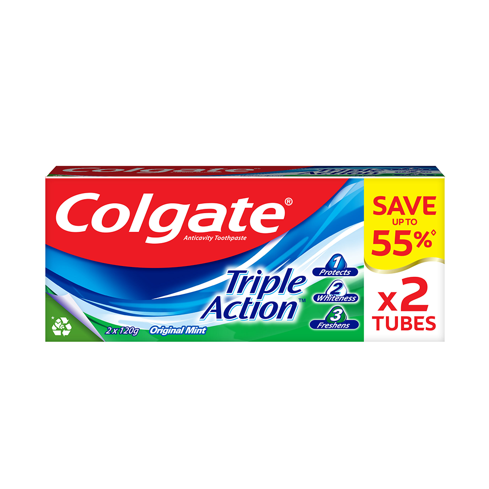 Colgate Triple Action Anti-Cavity Family Toothpaste 120g Twin Pack ...