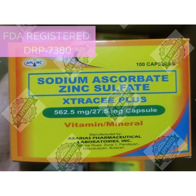 XTRACEE PLUS- SODIUM ASCORBATE WITH ZINC 100pcs per box VITAMINS C ...