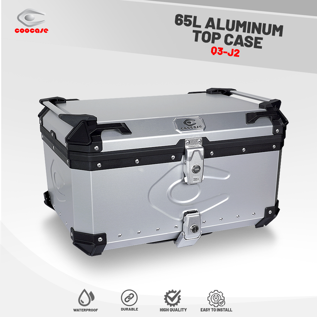 COOCASE ALUMINUM TOP BOX W/ EMBOSSED LOGO 65L / HEAVY-DUTY ALLOY REAR TAIL BOX W/ INSULATED BAG ...