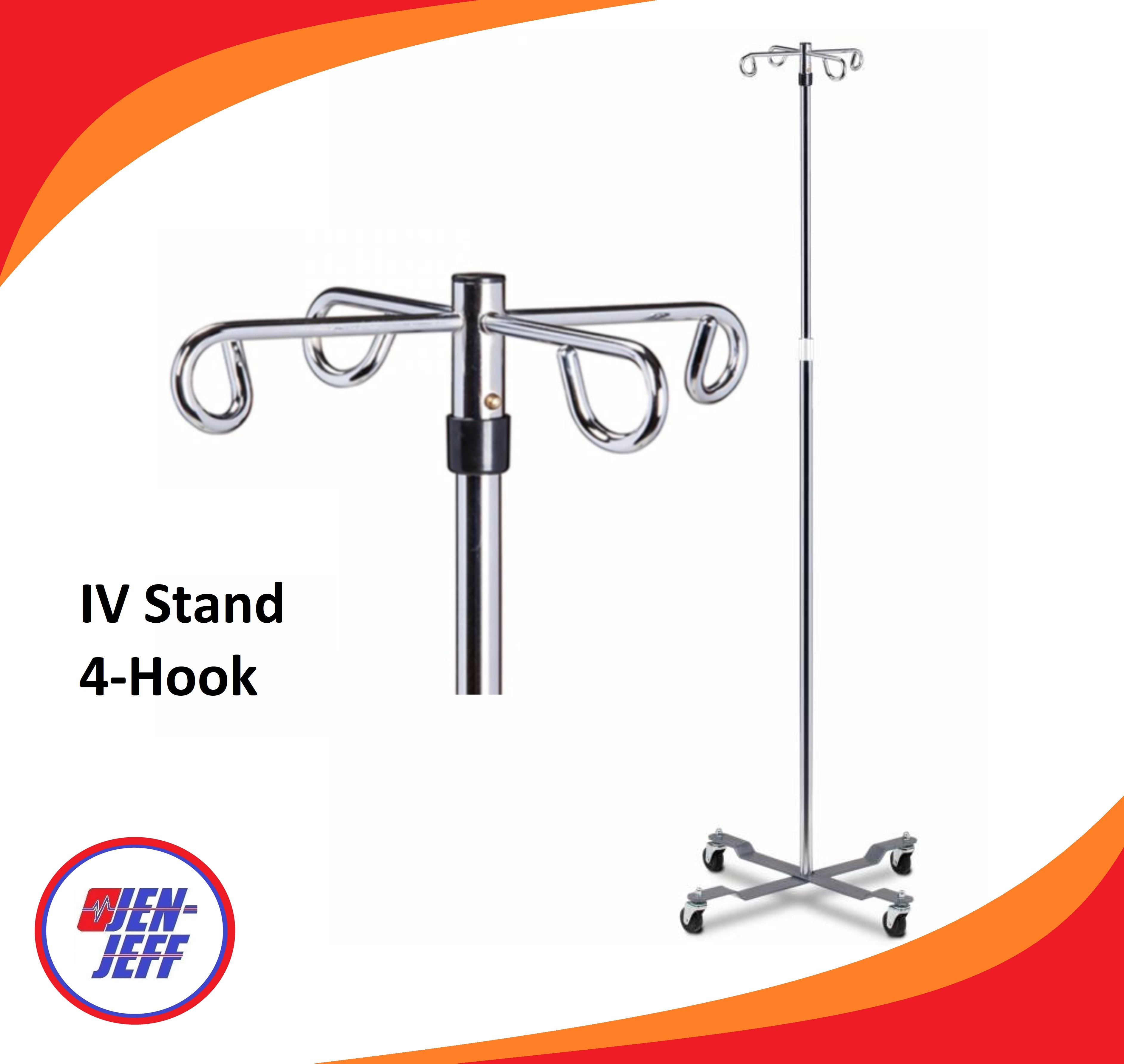 IV Stand 4 Hooks Adjustable Stainless Steel IV Stand Hospital IV Stand ...
