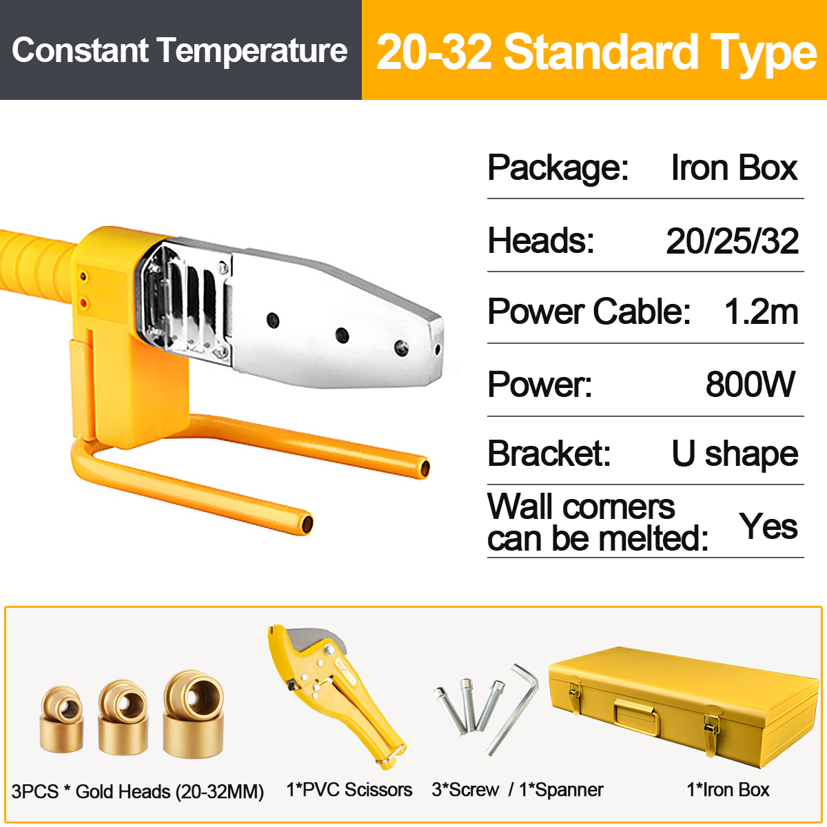 【Free PPR CUTTER+Iron Case】1000W PPR Fusion Heater Machine Plastic ...