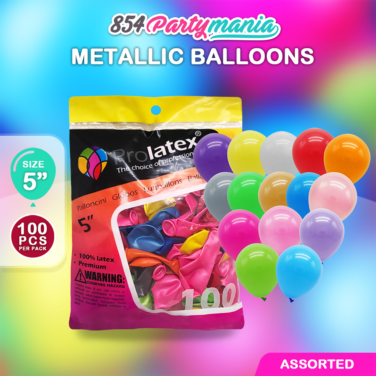 100PCS Balloons Size 5 Metallic Prolatex For Birthday, Parties, Wedding ...