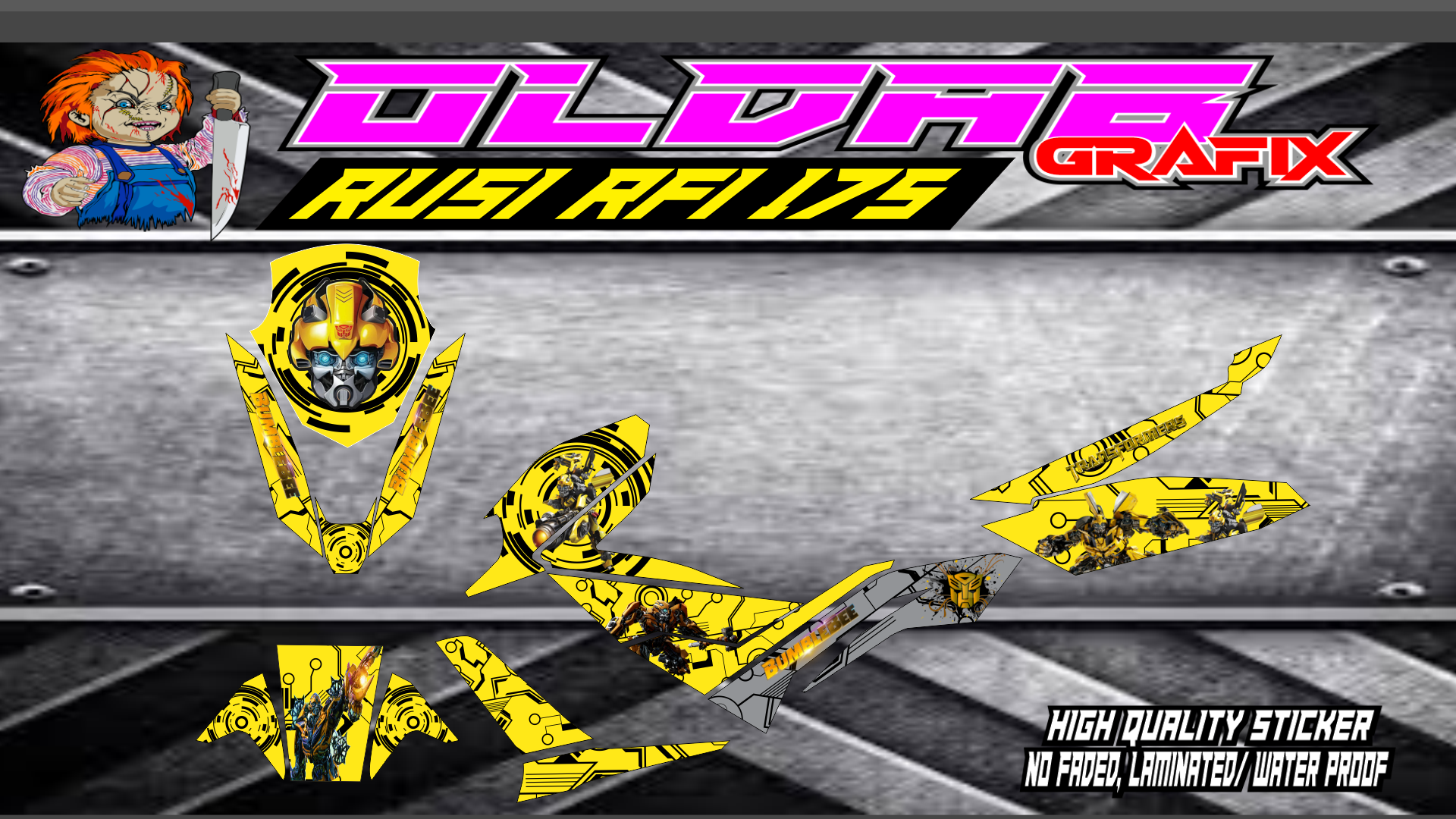 RUSI RFI 175 STICKER FULL BODY DECALS with WIND SHIELD, BUMBLEE BEE ...