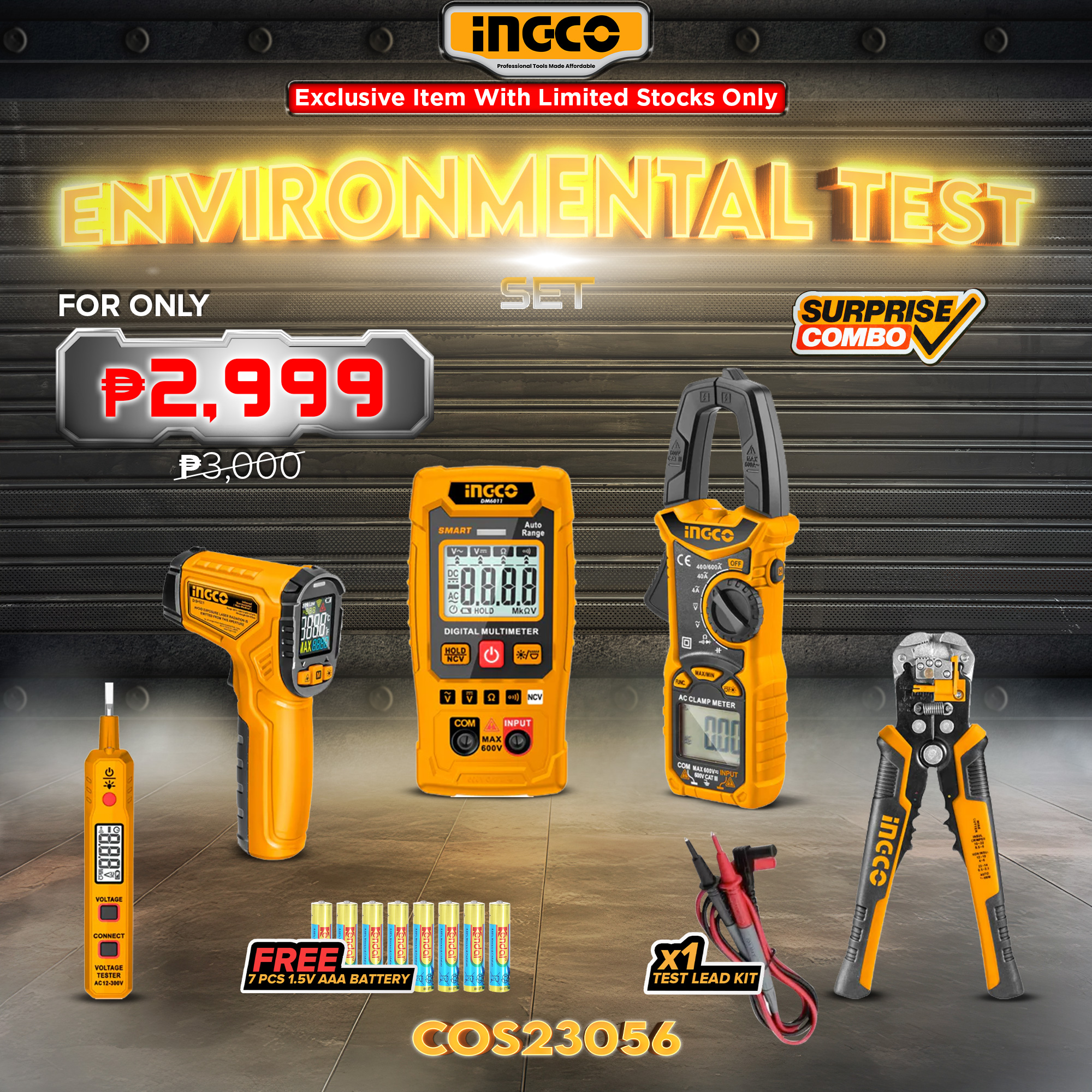 EXCLUSIVE Ingco Electrical Test Kit Digital Clamp Meter Multimeter Test ...