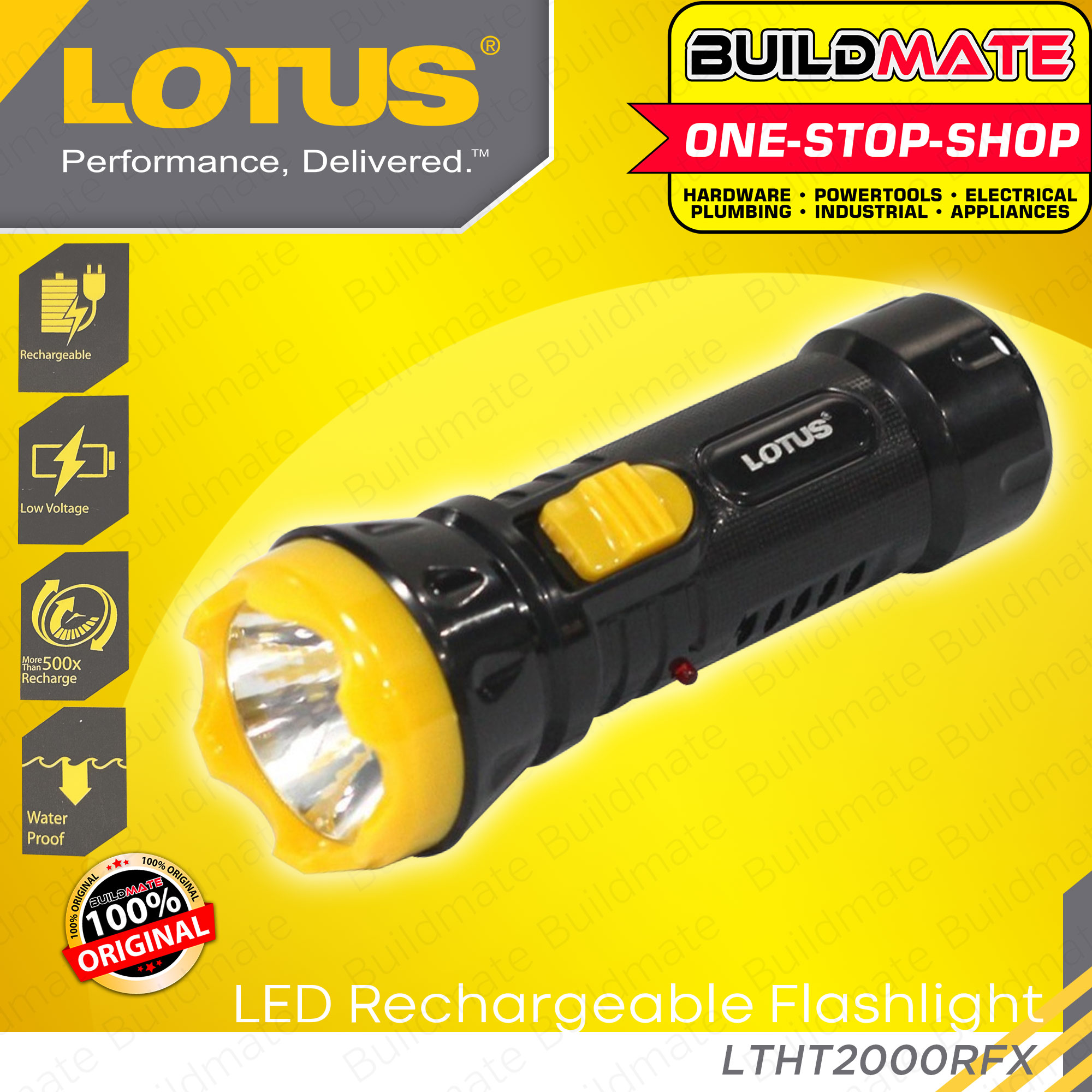 LOTUS 5W Rechargeable LED Flashlight Emergency Flash Light Portable ...