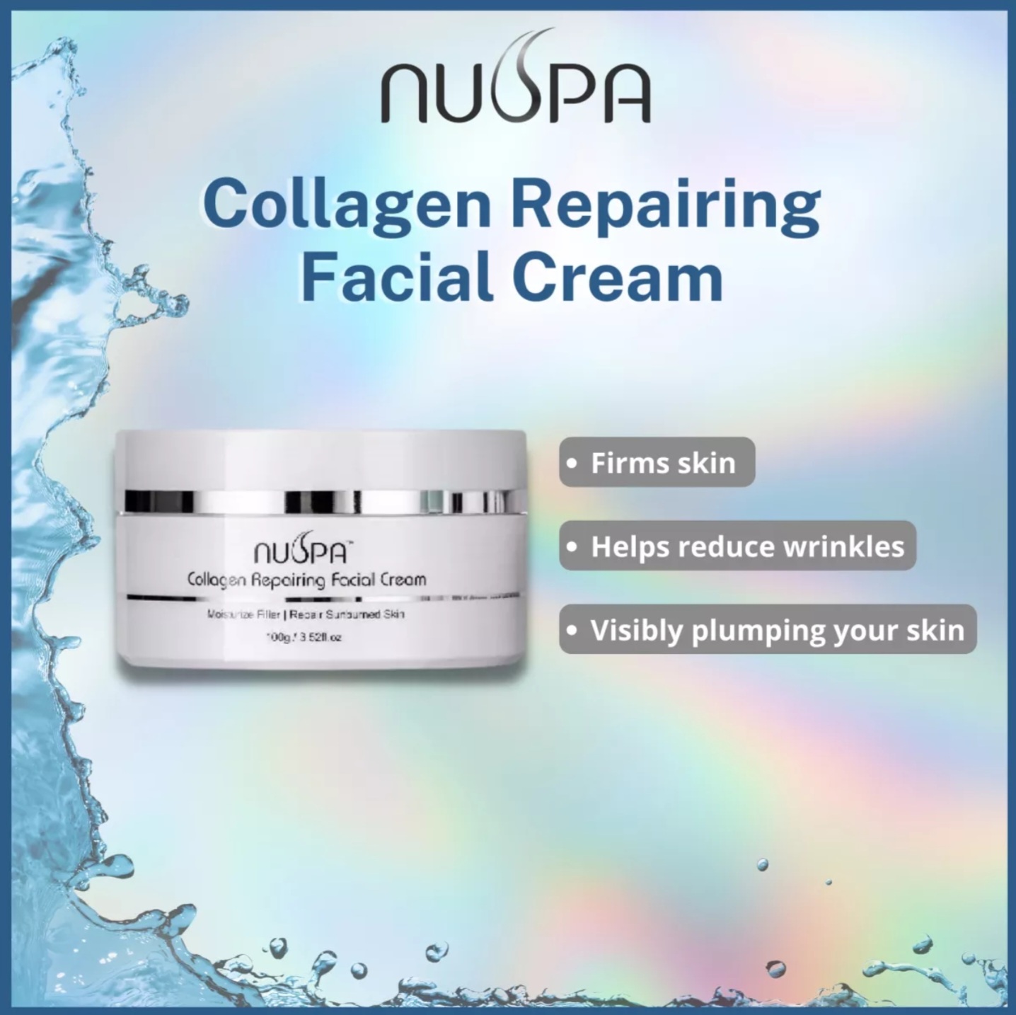 NUSPA COLLAGEN REPAIRING FACIAL CREAM 100gms. SKIN FIRMING.HELPS REDUCE ...