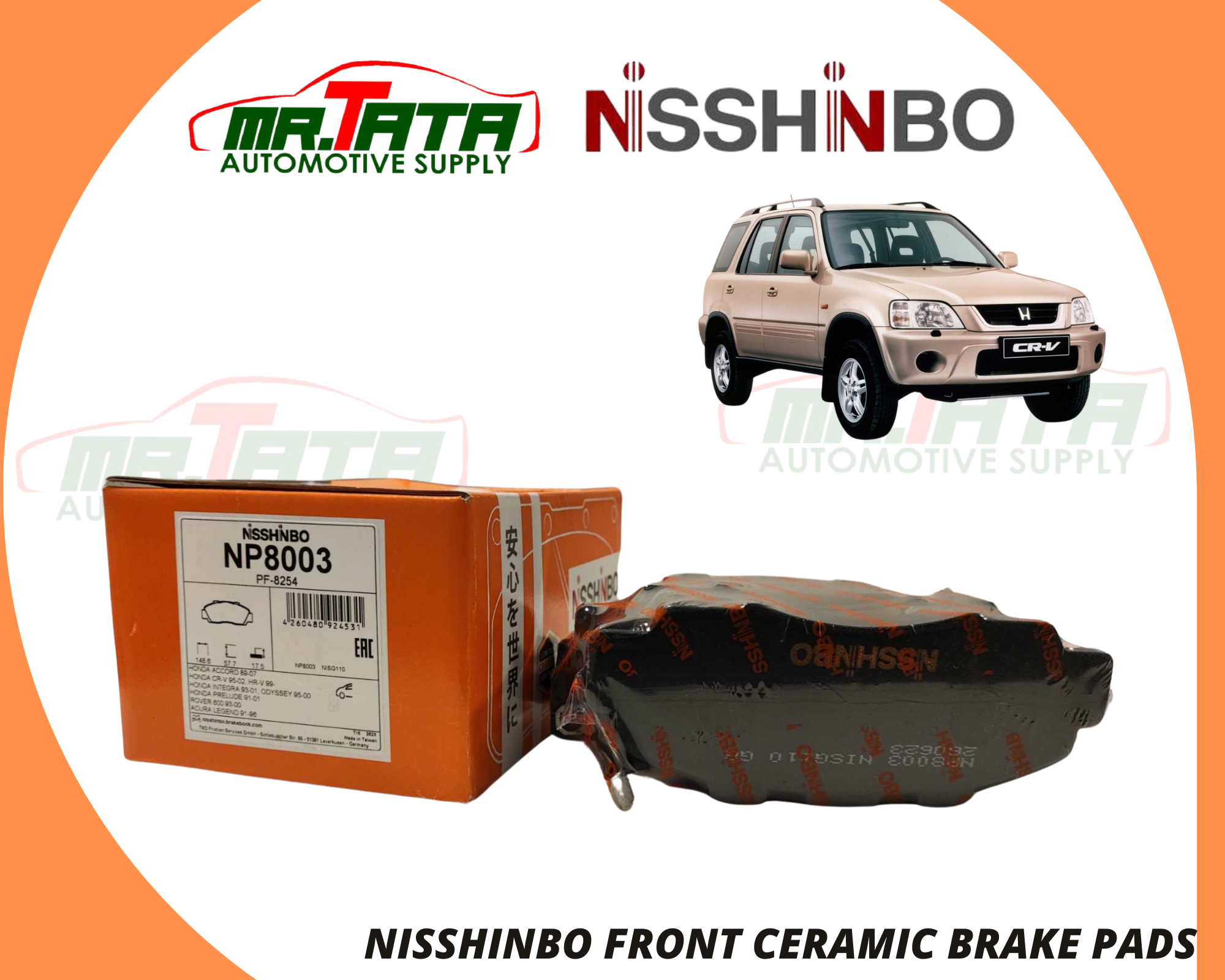 Nisshinbo Brake Pads FRONT for CR-V Gen 1 1997 to 2002 (NP8003) | Lazada PH