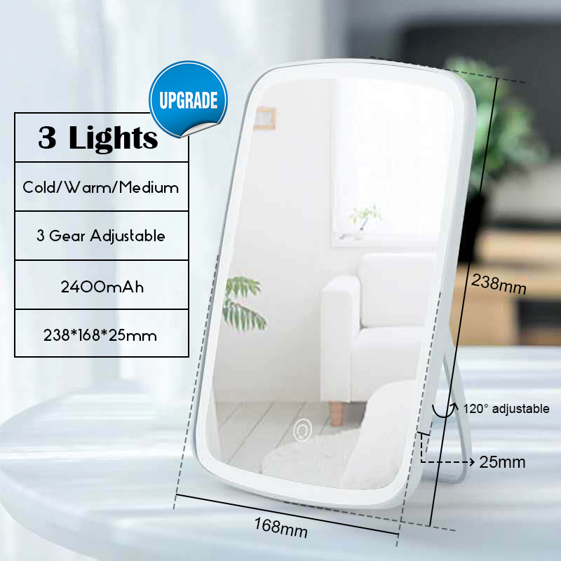 Makeup Mirror With Light Touch Screen 3 Colors LED Light Makeup Mirror ...