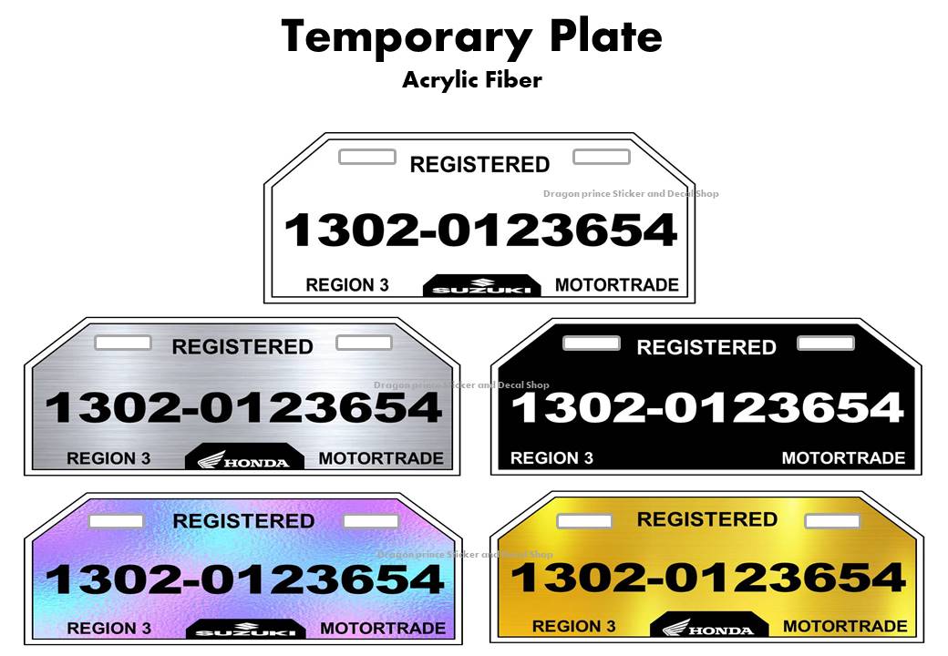 Motor Plate Acrylic Temporary Plate Personalized | Lazada PH