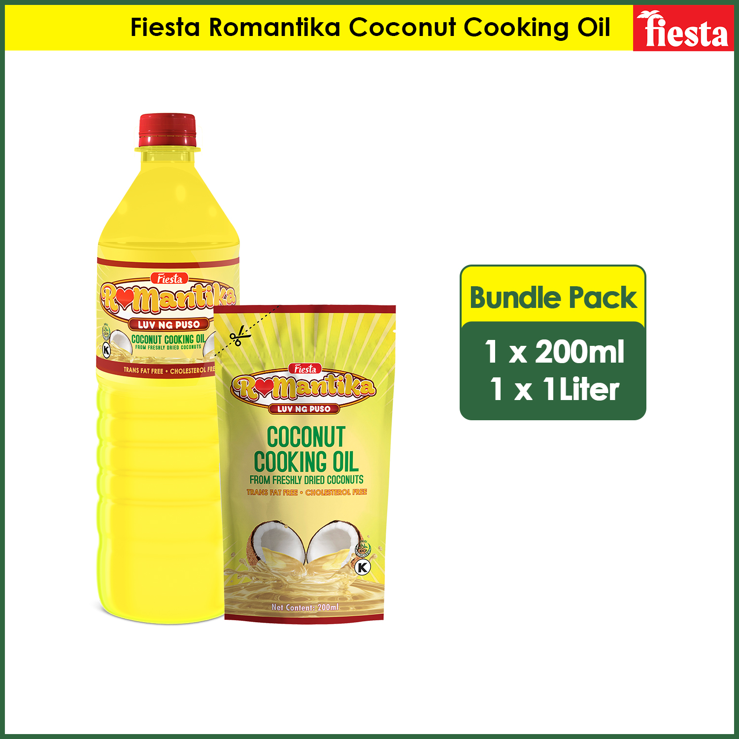 Fiesta Romantika Coconut Cooking Oil 1 liter + Fiesta Romantika Coconut ...