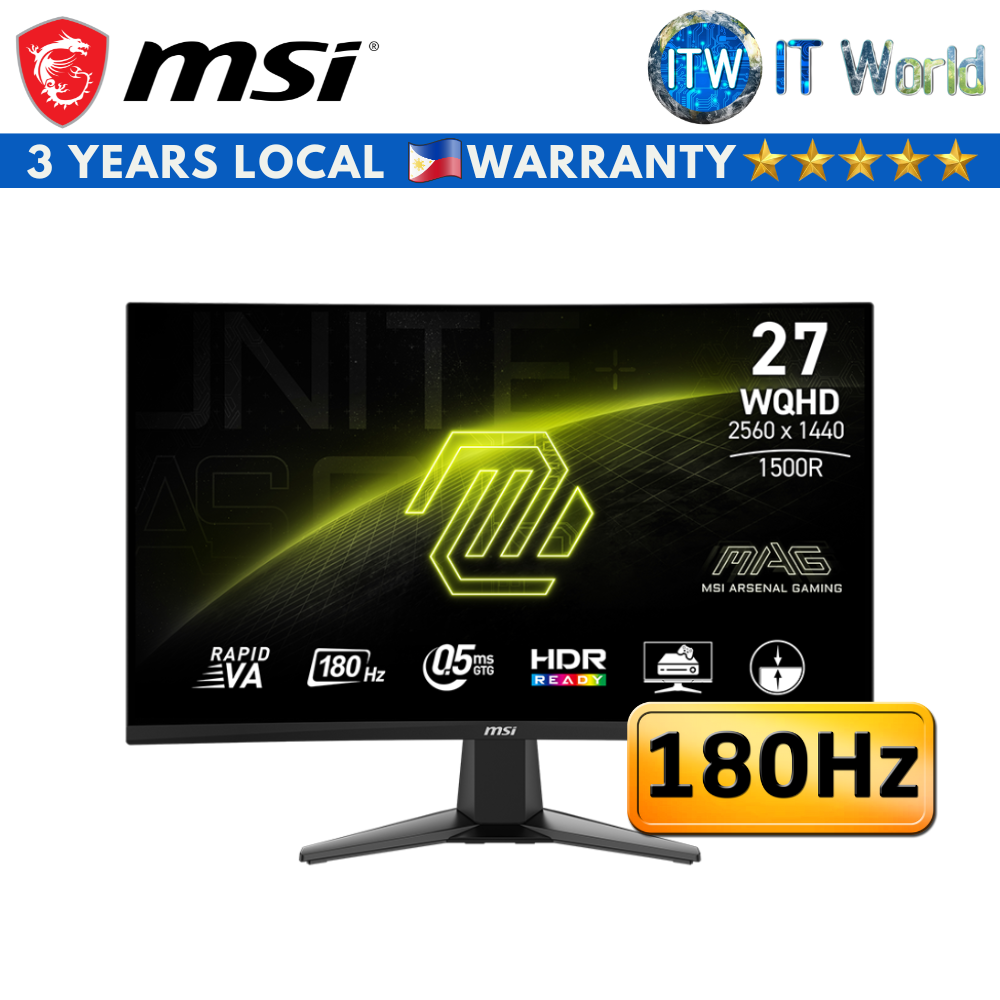 MSI Curve Gaming Monitor - 27" (2560x1440 WQHD) / 180Hz / Rapid VA / 0 ...