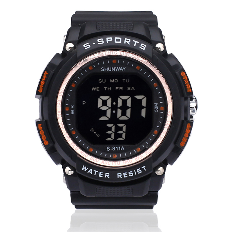 Men's Digital Black Sports Watches Large Face Waterproof Dual Time ...