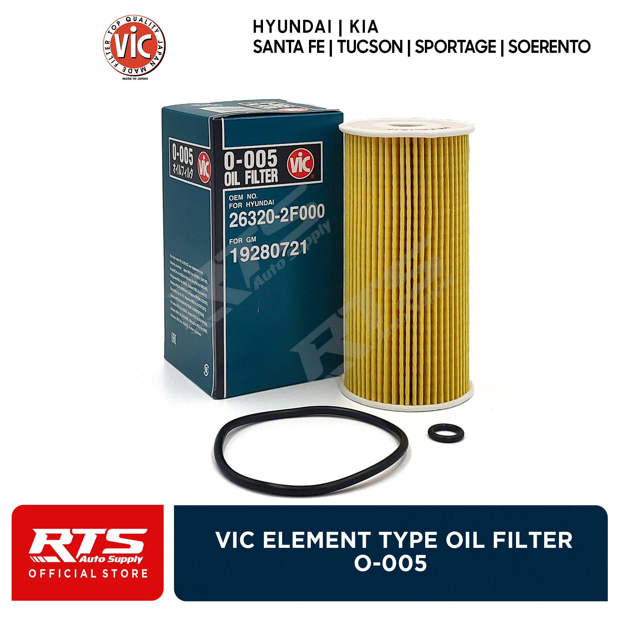 Vic Oil Filter O005 Element Type Santa Fe / Tucson / Sportage / Sorento ...