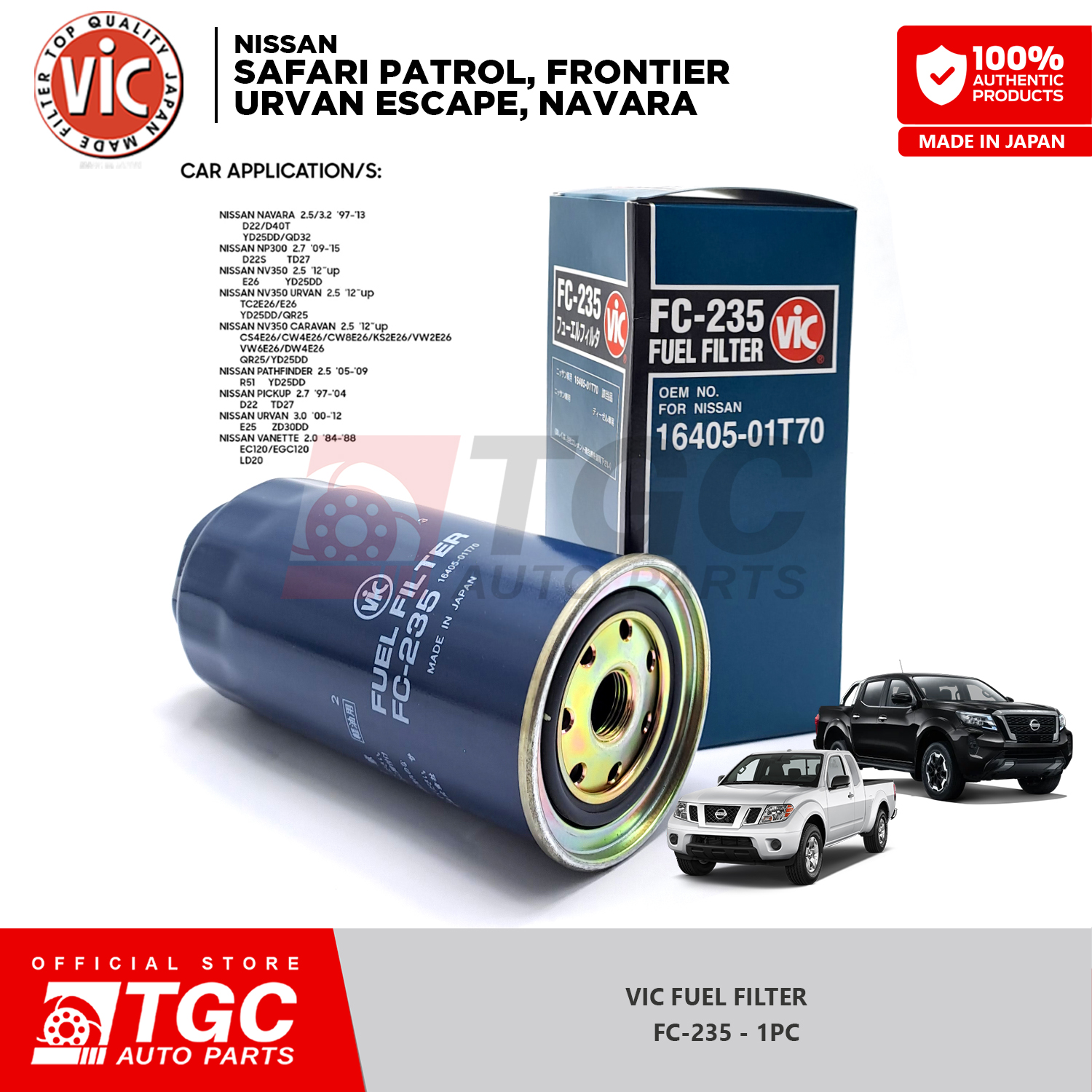 VIC Fuel fiter for Nissan Safari Patrol, Frontier, Urvan Escape, Navara ...