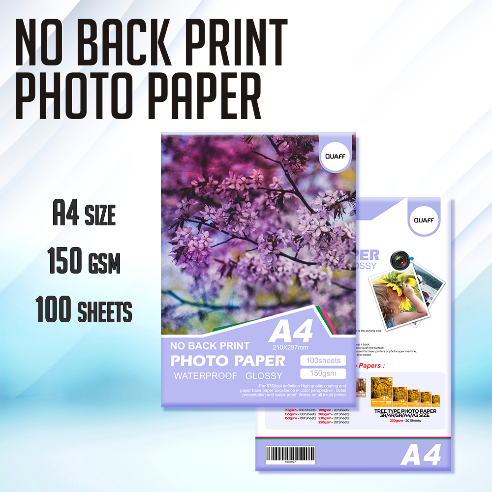 100sheets Quaff No Back Print Photo Paper A4 Size for Inkjet Printer ...