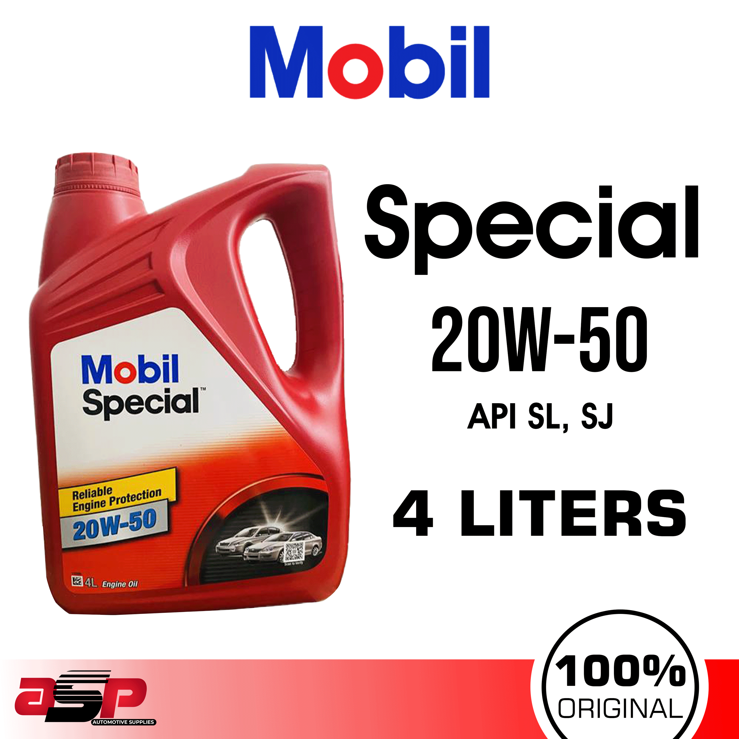 MOBIL Special 20W-50 Engine Oil 4 Liters / 1 Liter - API SL, SJ | Lazada PH