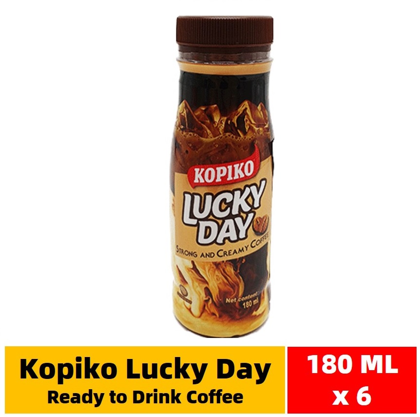 Kopiko Lucky Day Ready to Drink Coffee 180ml x 6 | Lazada PH