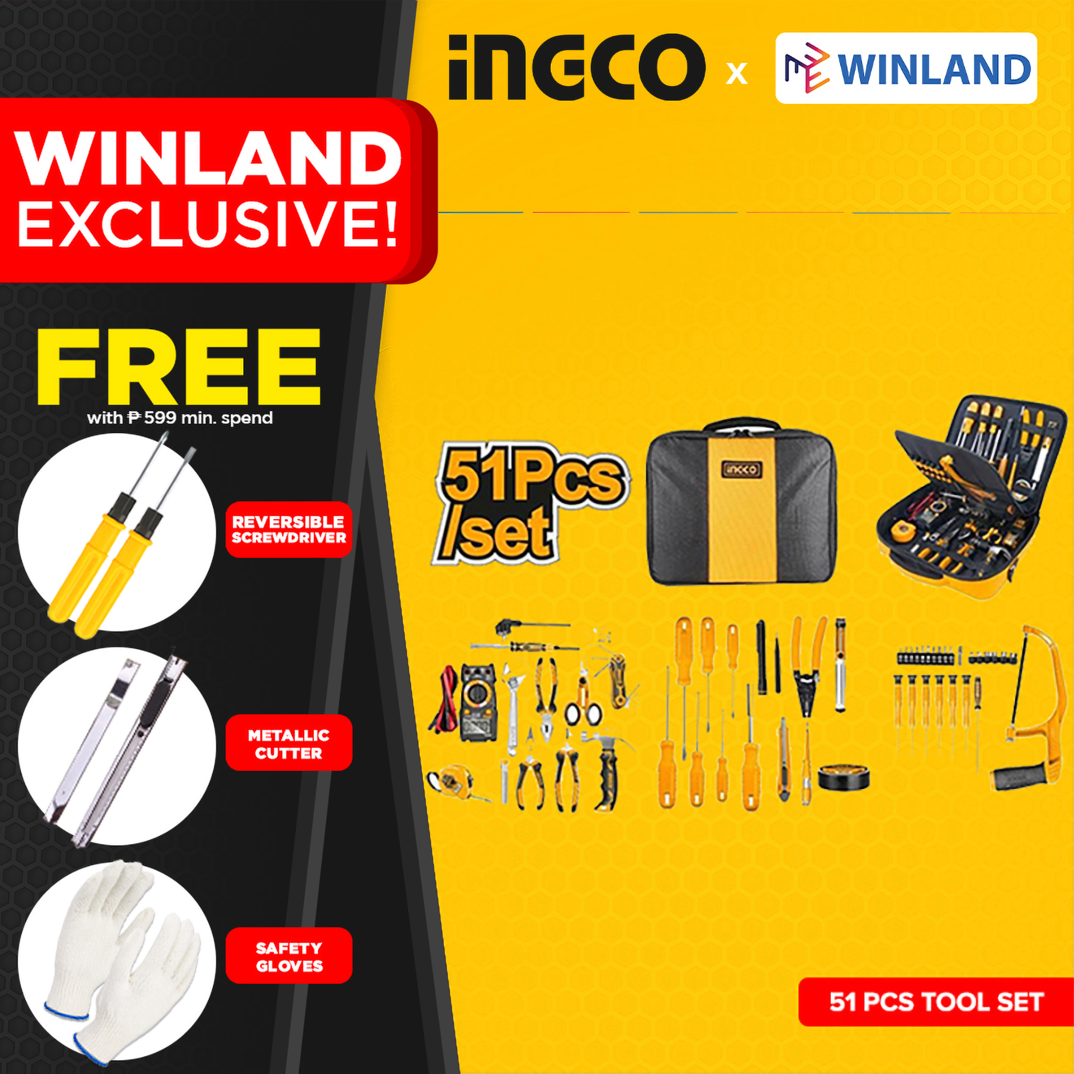 INGCO by Winland 51pcs Telecom Tools Set Pliers Screwdriver Blade ...