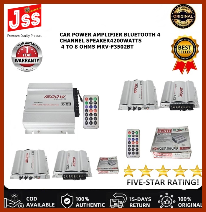 CAR POWER AMPLIFIER JSS BLUETOOTH 4 CHANNEL SPEAKER 4200WATTS 4 TO 8 OHMS MRV-F3502BT (ORIGINAL ...