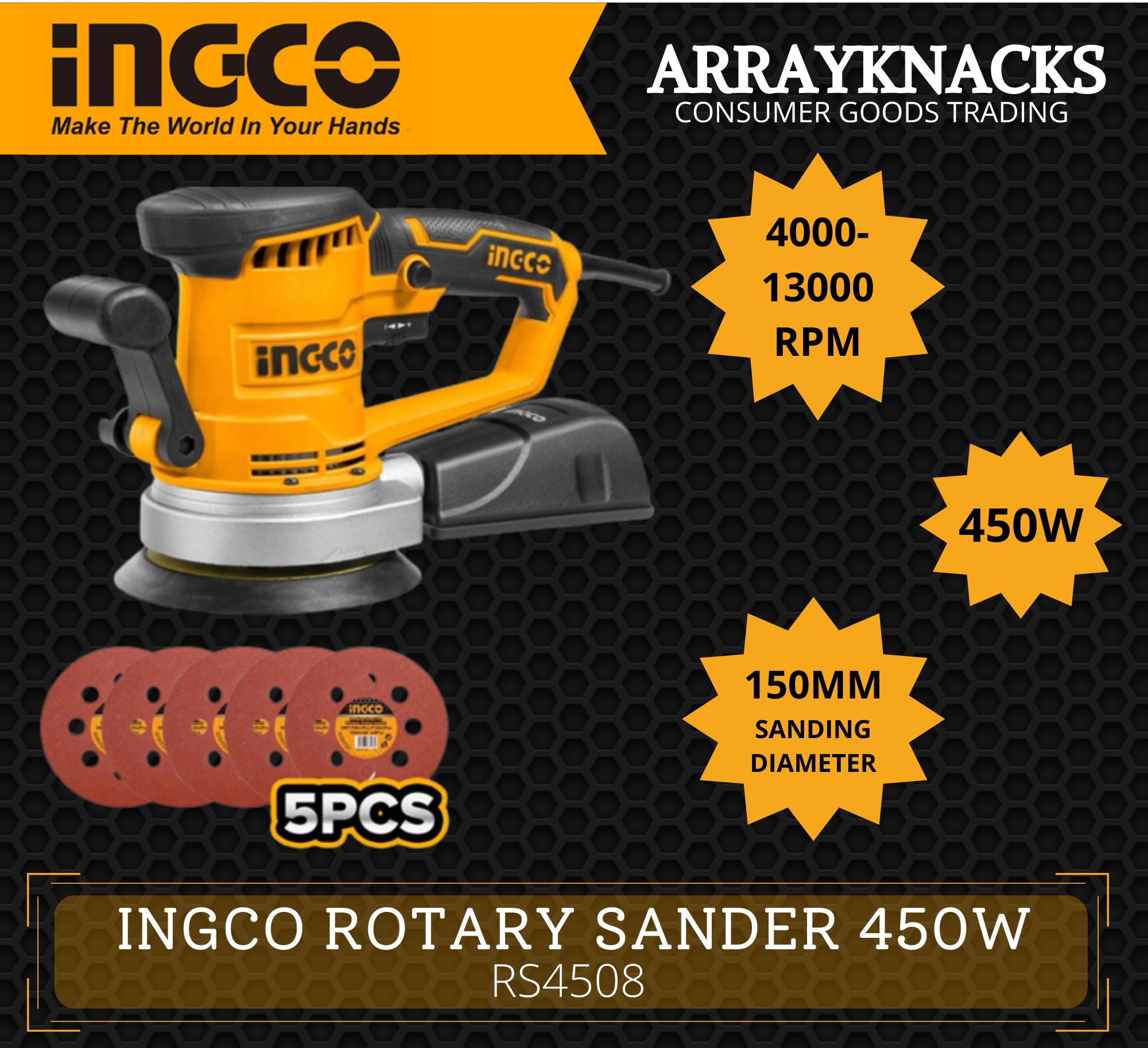 INGCO Rotary Sander 450W (RS4508) | Lazada PH