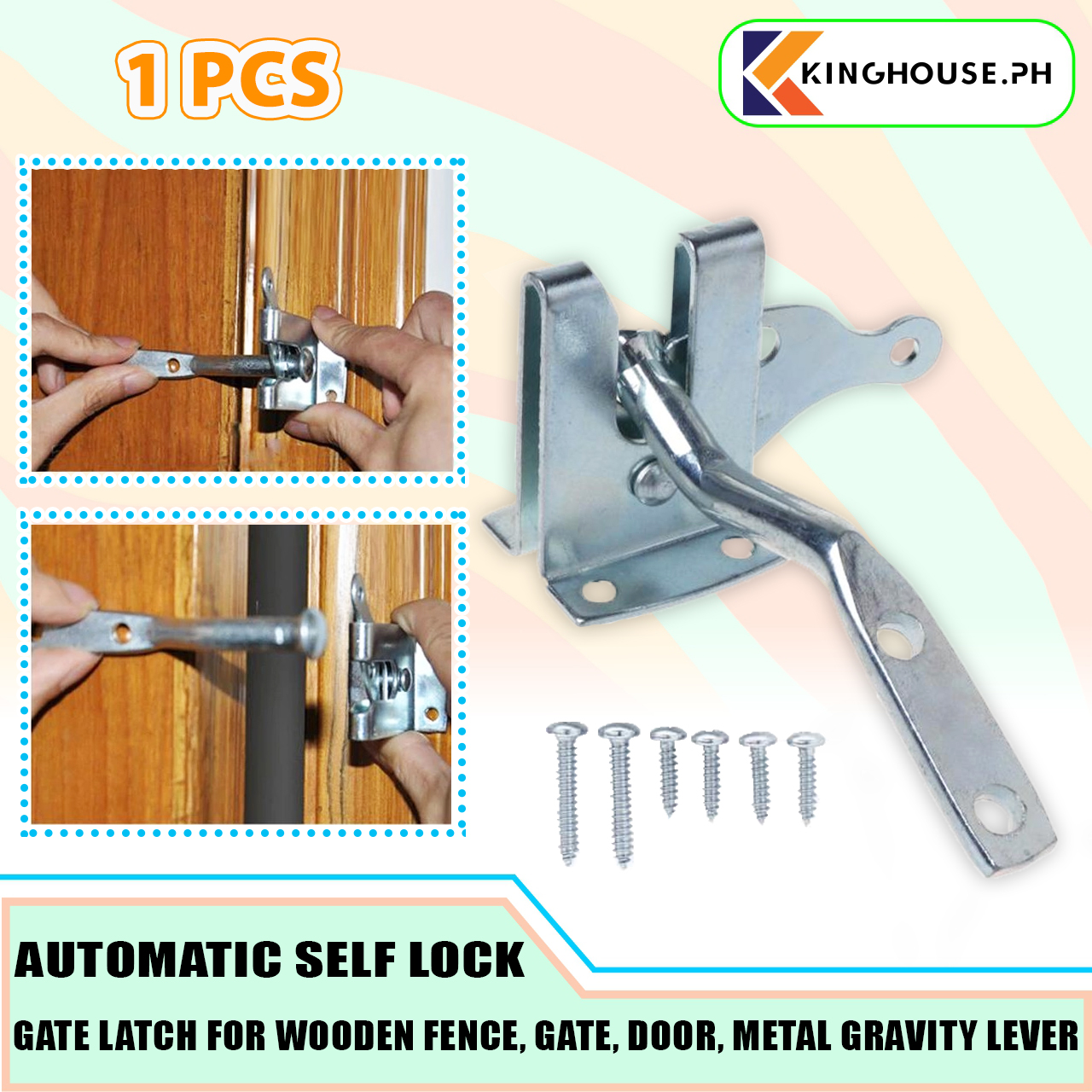 Automatic self Locking gate Latch for Wooden Fence, gate, Door, Metal ...