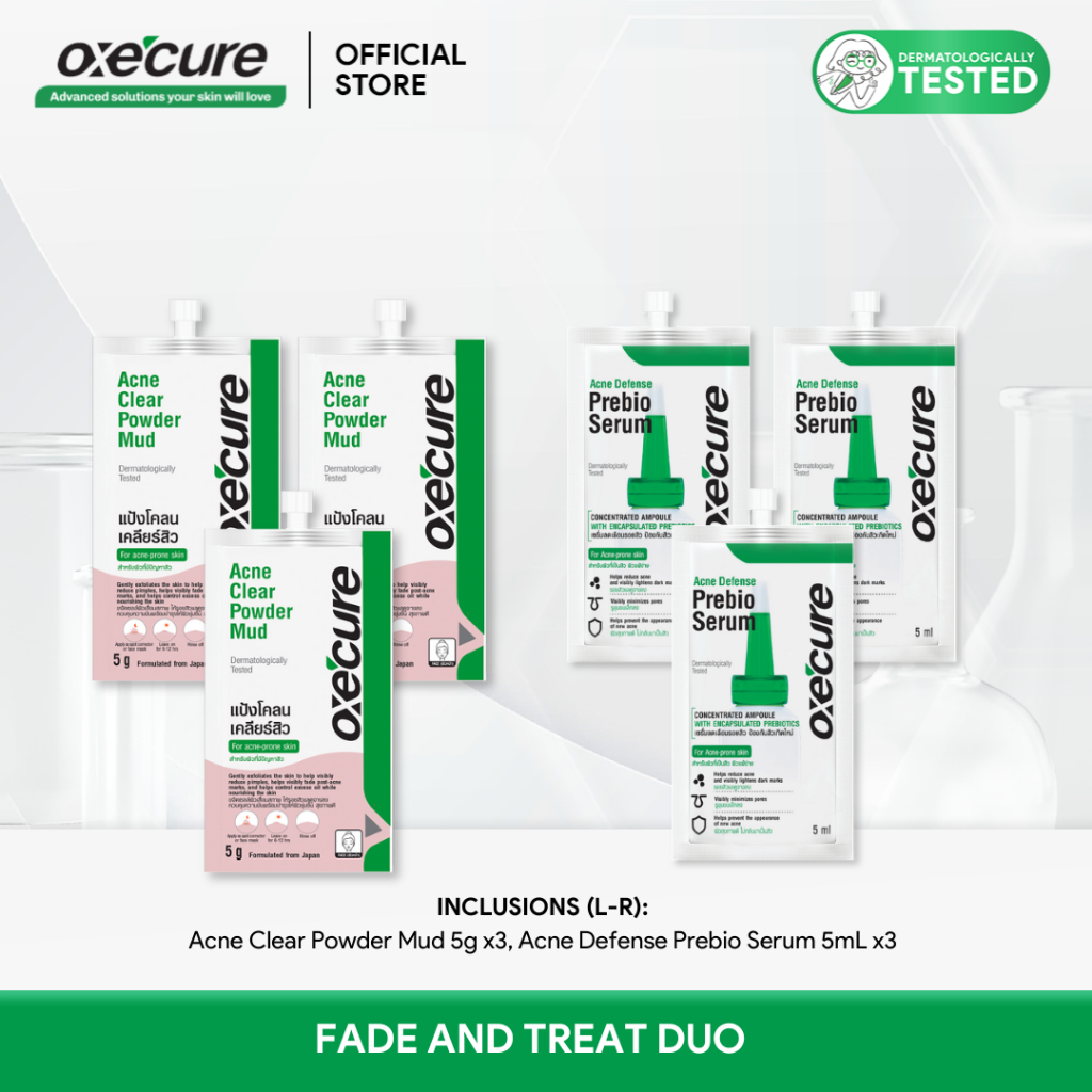 OXECURE Fade and Treat Duo ((Prebio Serum 5mL x3 + Powder Mud 5g x3 ...