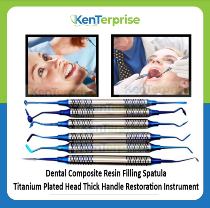 Dental Composite Resin Filling Spatula Titanium Plated Head Thick ...
