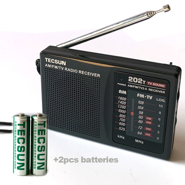 Original TECSUN R-202T AM/FM/TV Pocket Radio Receiver Built-In Speaker ...