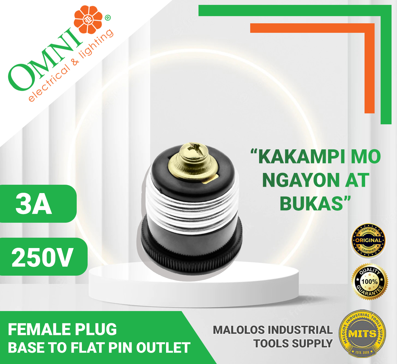 Omni Female Plug 3A | 250V E27 Base To Flat Pin Outlet WFP-001 | Lazada PH