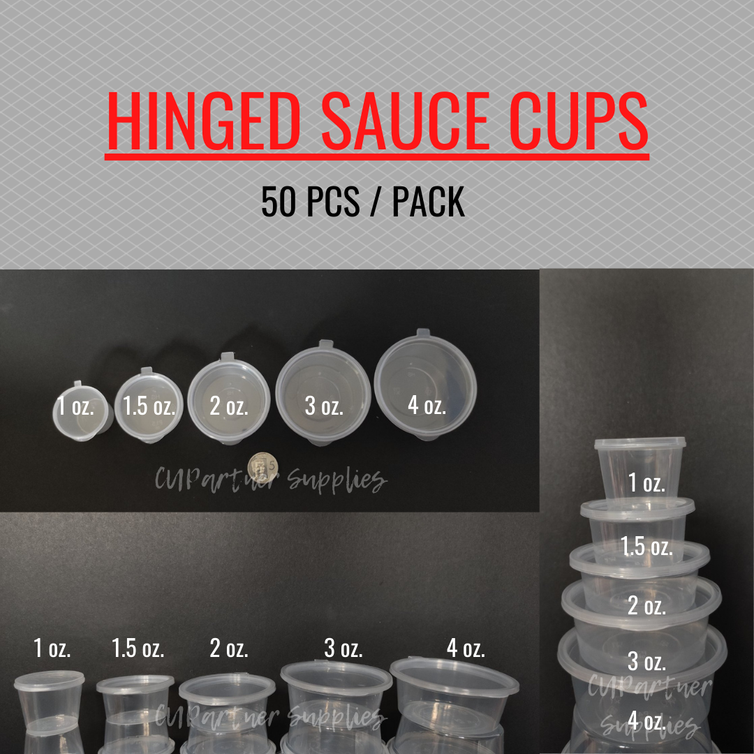 Hinged Sauce Cups / Gravy Cups/ Condiments Cups/ Sauce Cups (50 pcs ...
