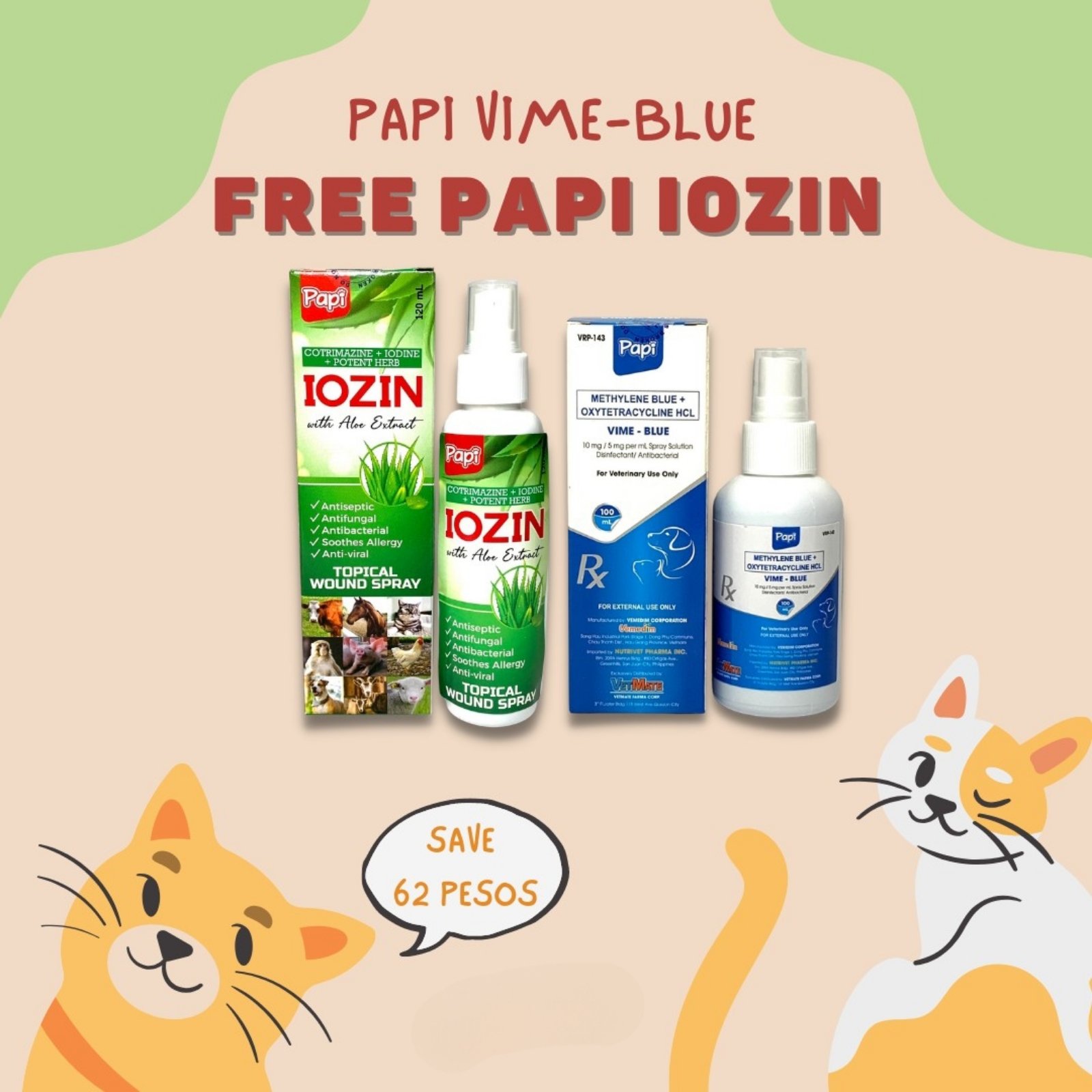 [VETKLIX] BUY 1PC PAPI IOZIN GET 1 PAPI VIME-BLUE SAVE 62 / WOUND ...