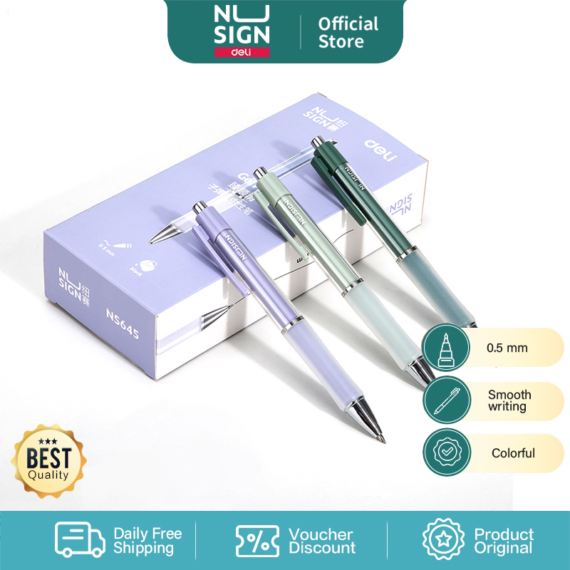 Nusign by Deli Ballpen 0.5mm Gel Pen Extra Smooth Writing Assorted ...