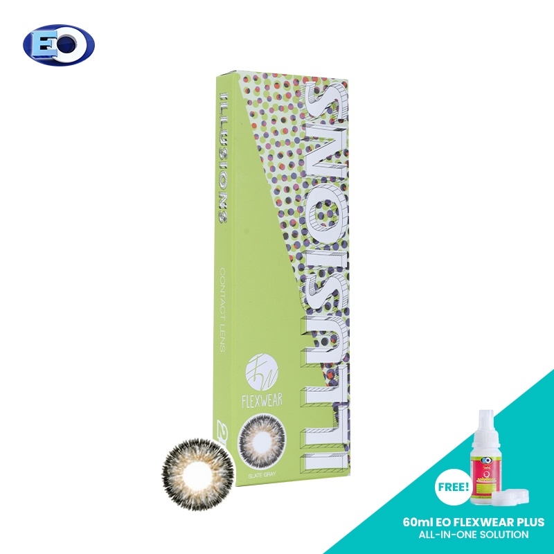 EO Flexwear Illusions Colored Contact Lens with FREE Solution - SLATE ...