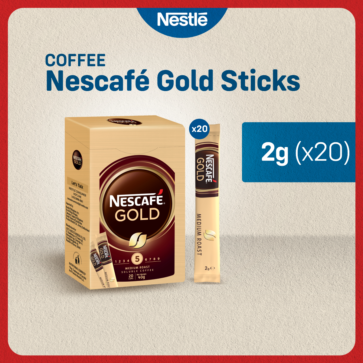 Nescafe Gold Premium Instant Coffee Sticks 2g - Pack of 20 | Lazada PH