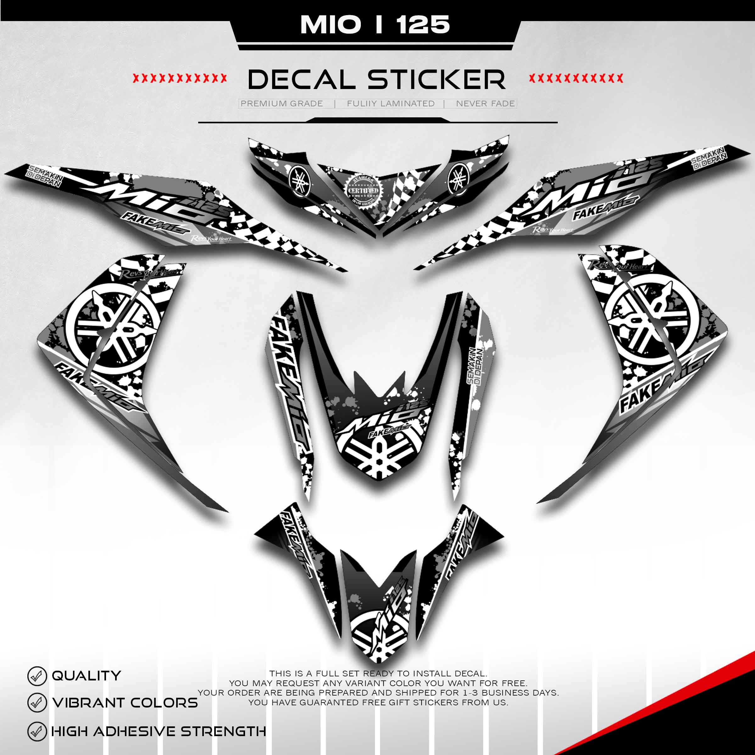 Mio i 125 Decals - ( Riders Base Fully Laminated - Gloss Vinyl high ...