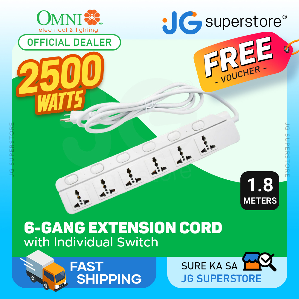 OMNI 2500W 10A 220V 4 / 5 / 6-Gang 1.83 Meters Extension Cord Cable ...