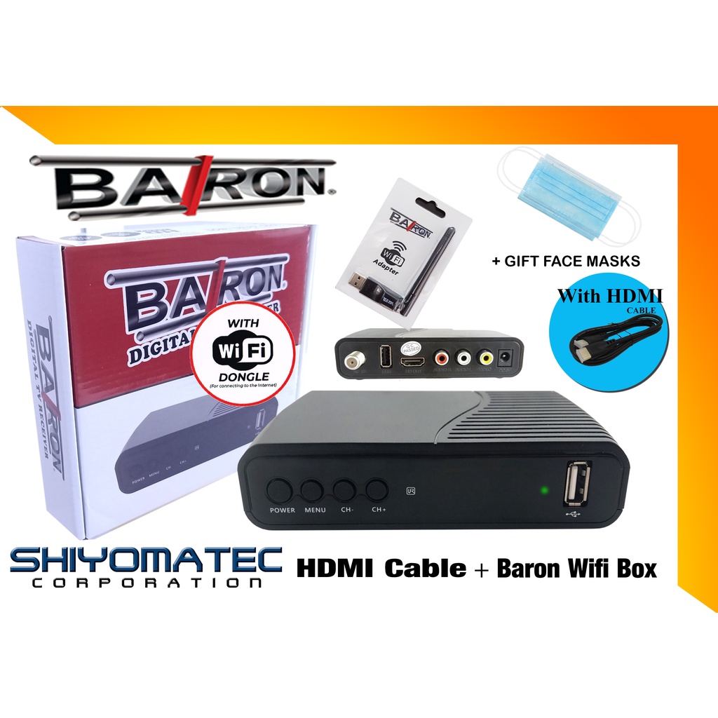 Baron Digital TV Receiver with Wifi Adapter with HDMI cable | Lazada PH