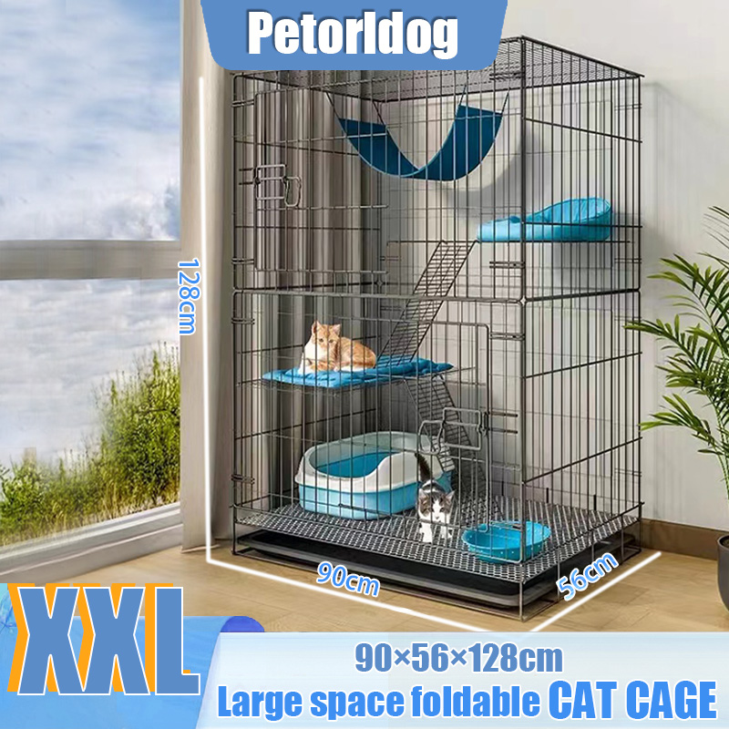🐾Petorldog🐾 Pet Cage Cat Cage Easy Assemble Cage Pet Cat Villa 2Layer ...