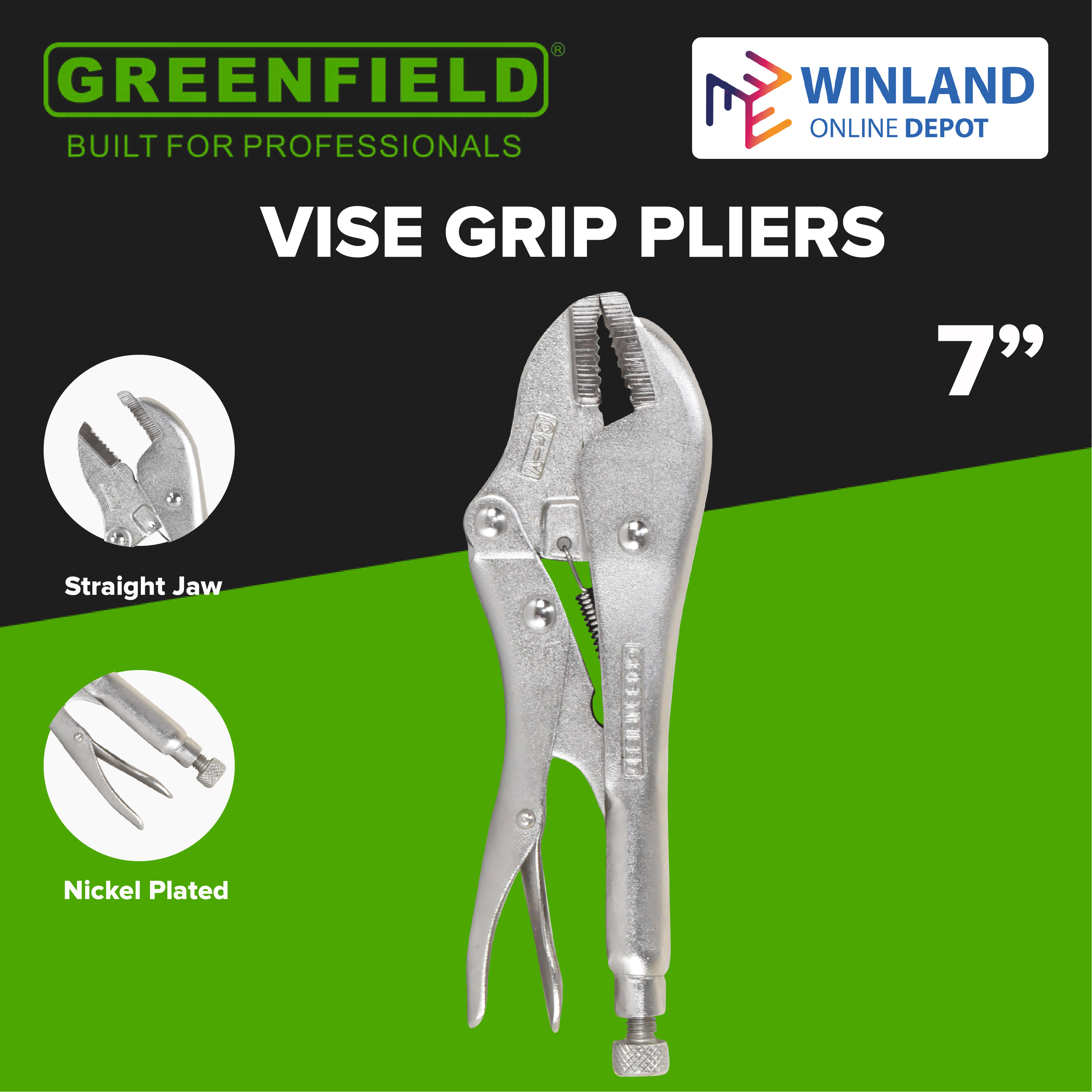 Greenfield Tools by Winland 7inches (178mm) Locking Plier-Straight Jaw ...